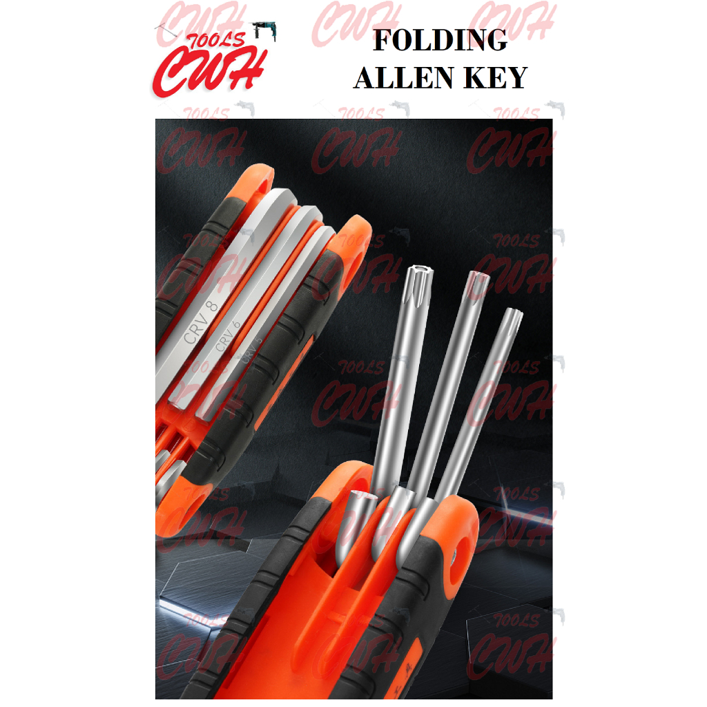 PRC 8PCS FOLDING METRIC HEX ALLEN KEY TORX KEY SCREWDRIVER STAR KEY ...