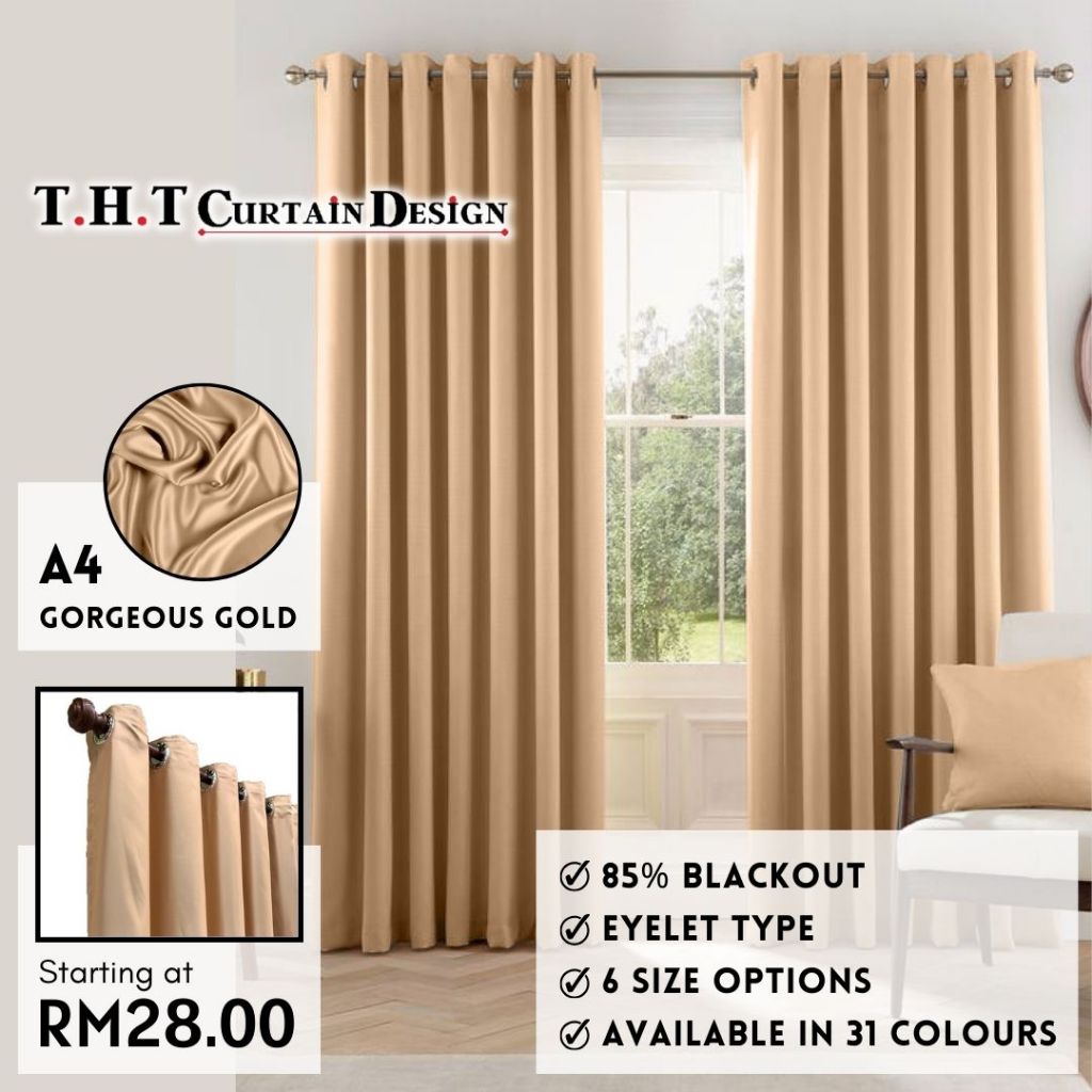 A4 SOFT GOLD! Siap Jahit Langsir Rumah, Langsir RAYA Kain Tebal ...