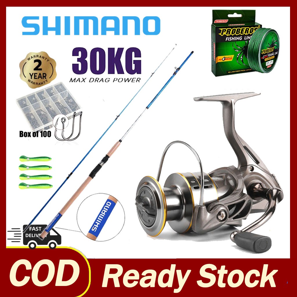SHIMANO Reel Rod Joran Pancing 1 Set Fishing Rod Spinning Reel Fishing ...