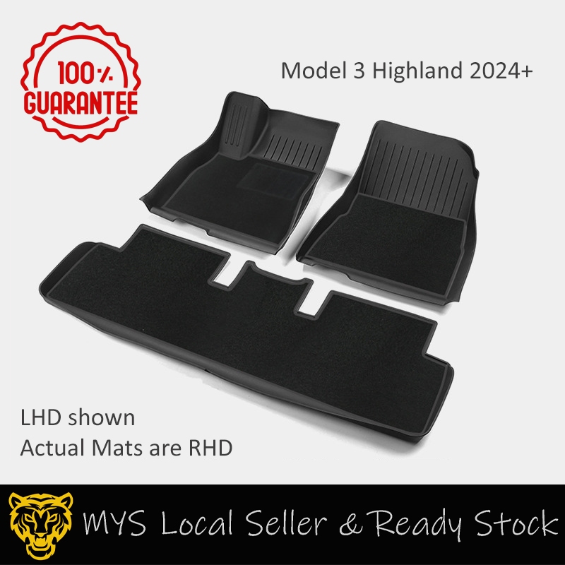Tesla 2024+ RHD Model 3 Highland Dual Layer Floor Mats TPE Injection ...