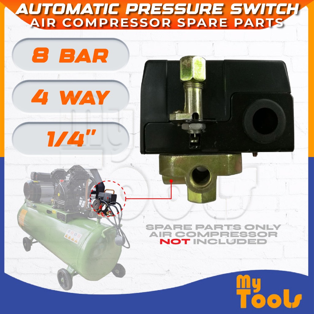 Air Compressor Automatic Pressure Switch 8 Bar 4-Way 1/4" | Shopee Malaysia