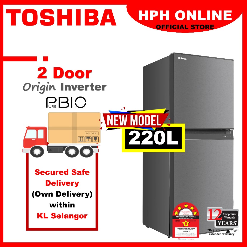 Toshiba 2 Door Inverter Fridge 5 STAR Refrigerator GR-RT230WE GR ...