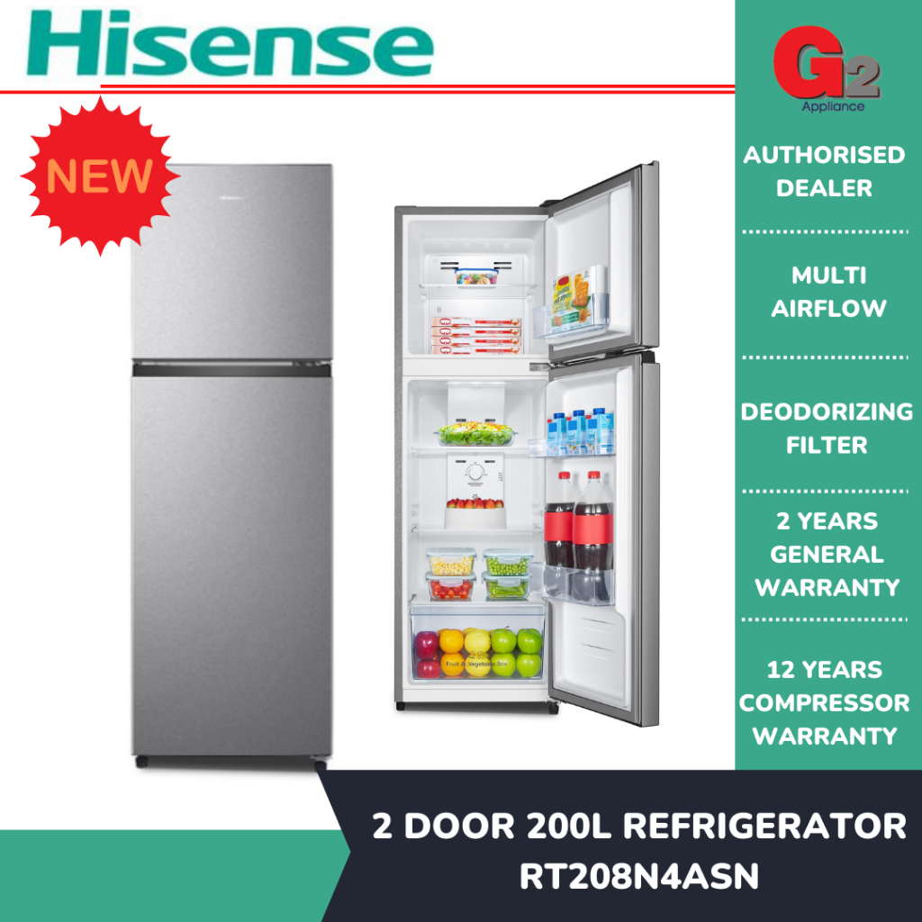 HISENSE [AUTHORISED DEALER] 2 DOOR 200L REFRIGERATOR RT208N4ASN ...