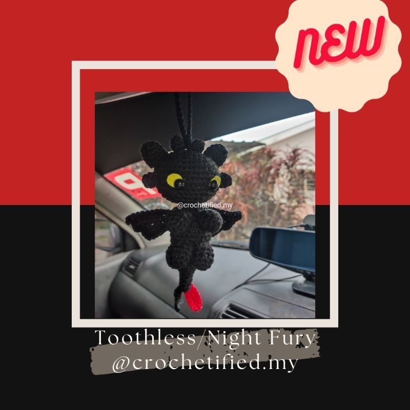 Toothless/Night Fury Car Charm Crochet | Shopee Malaysia