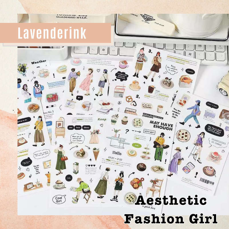 Aesthetic Fashion Girl Sticker Pack Decorative Stickers DIY Journal ...