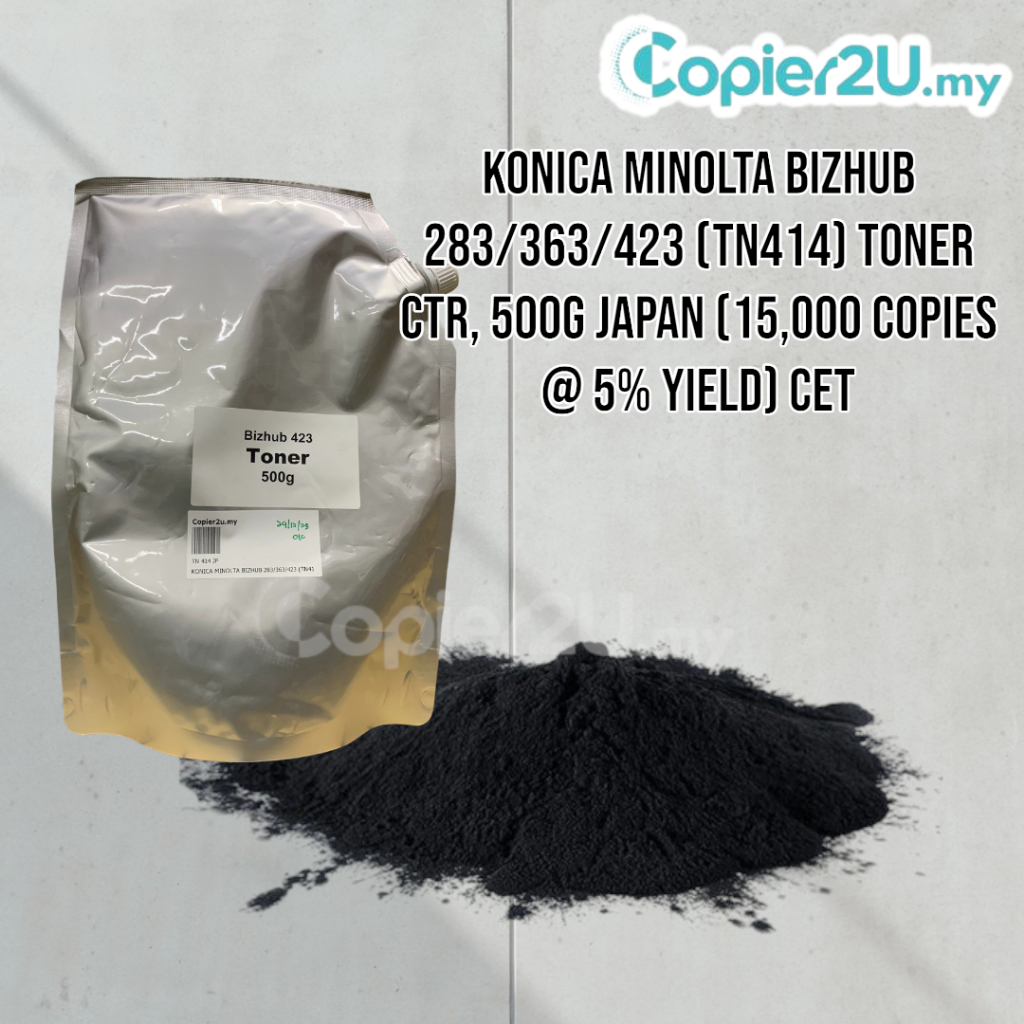 KONICA MINOLTA BIZHUB 283/363/423 TONER BLACK, 500g JAPAN (TN 414 JP ...