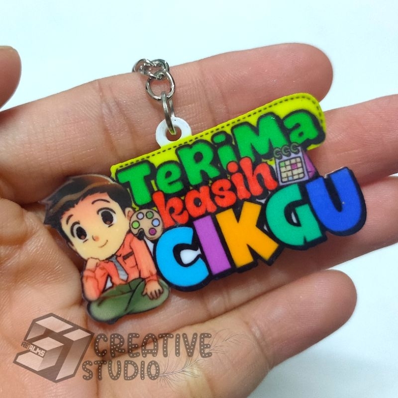 Keychain Terima Kasih Cikgu Keychain Hari Guru Hadiah Guru | Shopee ...