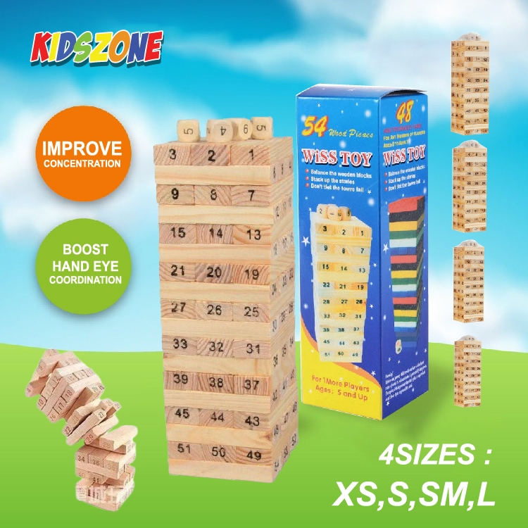 Wooden Blocks Stacking Balancing Game Tower Tumbling Board with Dice ...