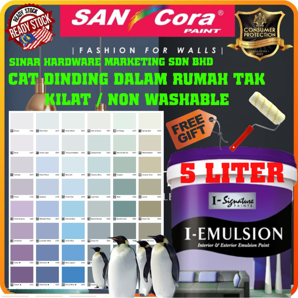 SINAR SANCORA I EMULSION 5 LITER Interior Wall Matt Paint / Cat Dinding Dalam Tidak Kilat ...