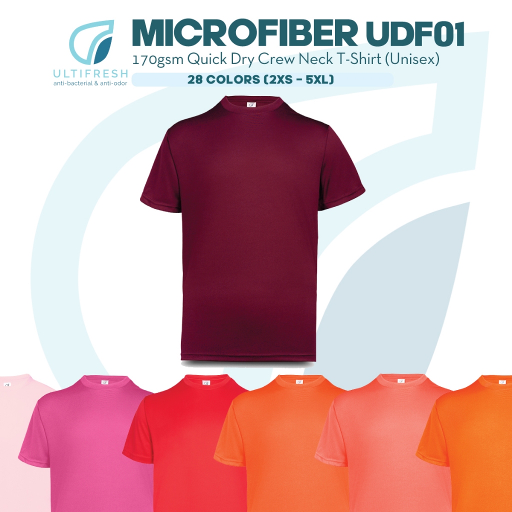 ULTIFRESH Plain T Shirt Jersey Microfiber Tshirt Jersi Quick Dry Slim ...