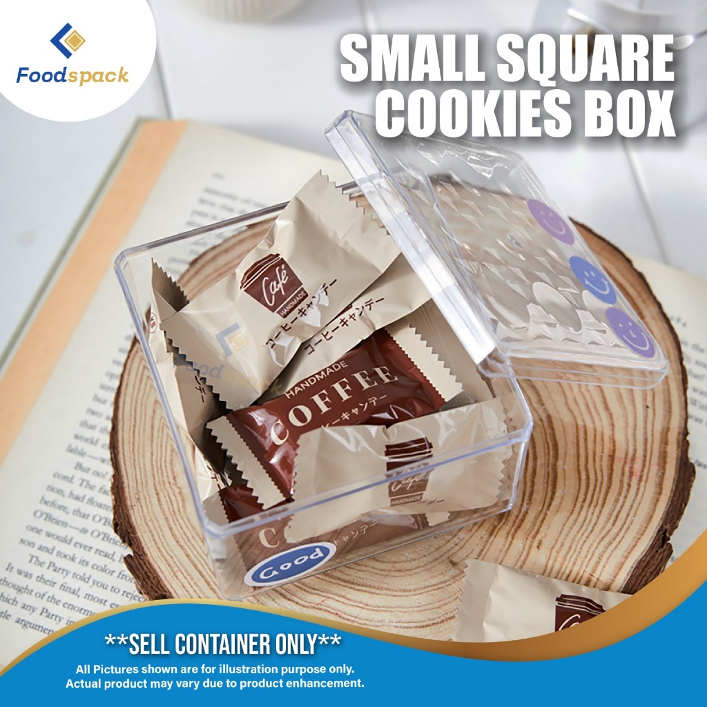Square Plastic Transparent Container (2390) , Cookies Container, Bekas ...