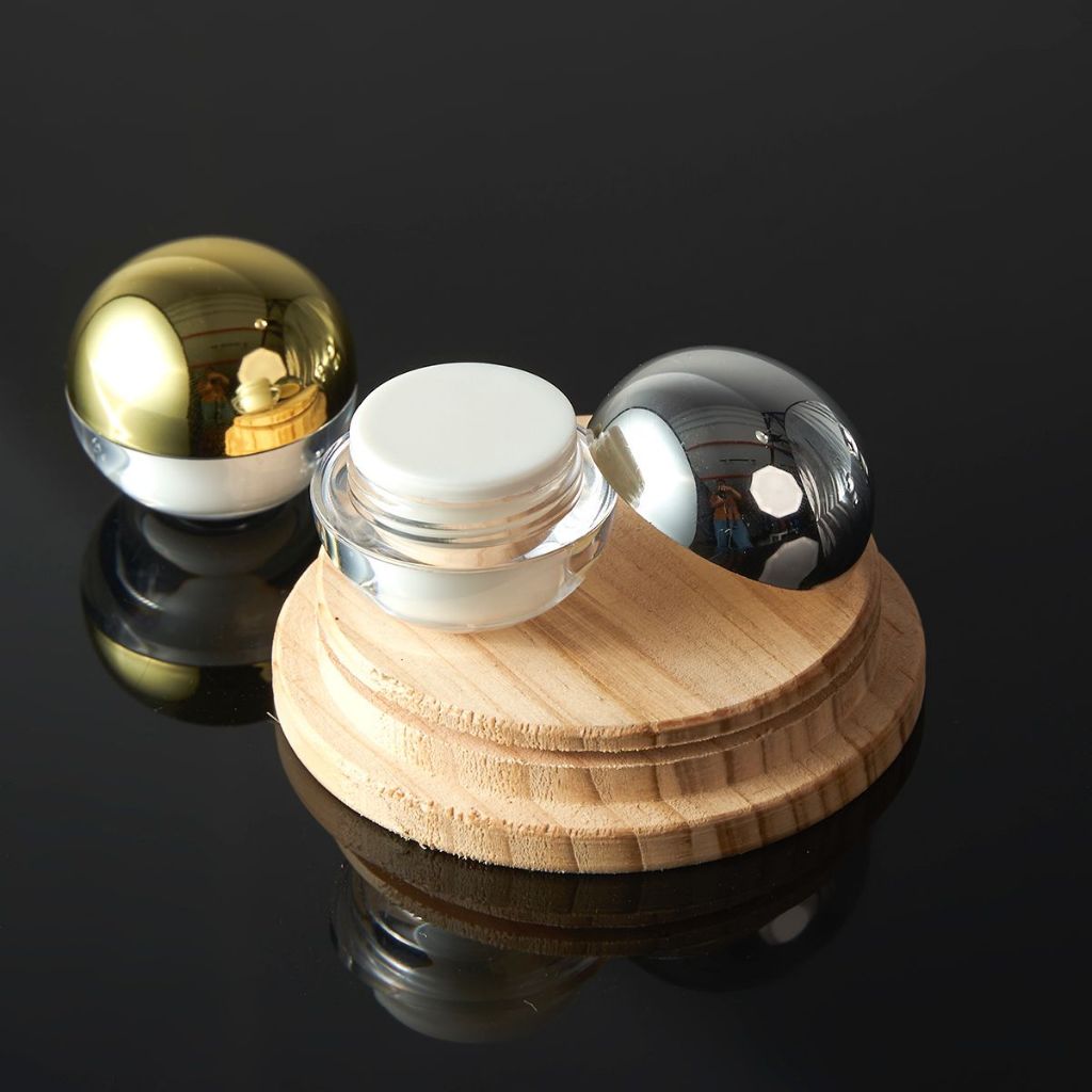 5g Silver/Gold Ball Shape Acrylic Cosmetic Container with Stopper ...