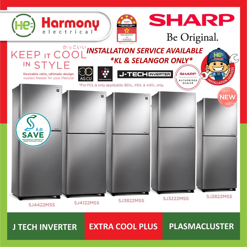 (FAST) SHARP 2 Doors Inverter Fridge 280L/ 320L/ 380L/ 410L/ 440L ...