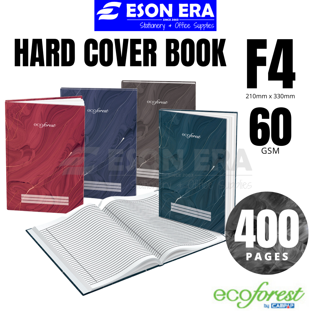 [F4 400P] Ecoforest Hard Cover Foolscap Book F4 400pages Buku Log Buku ...