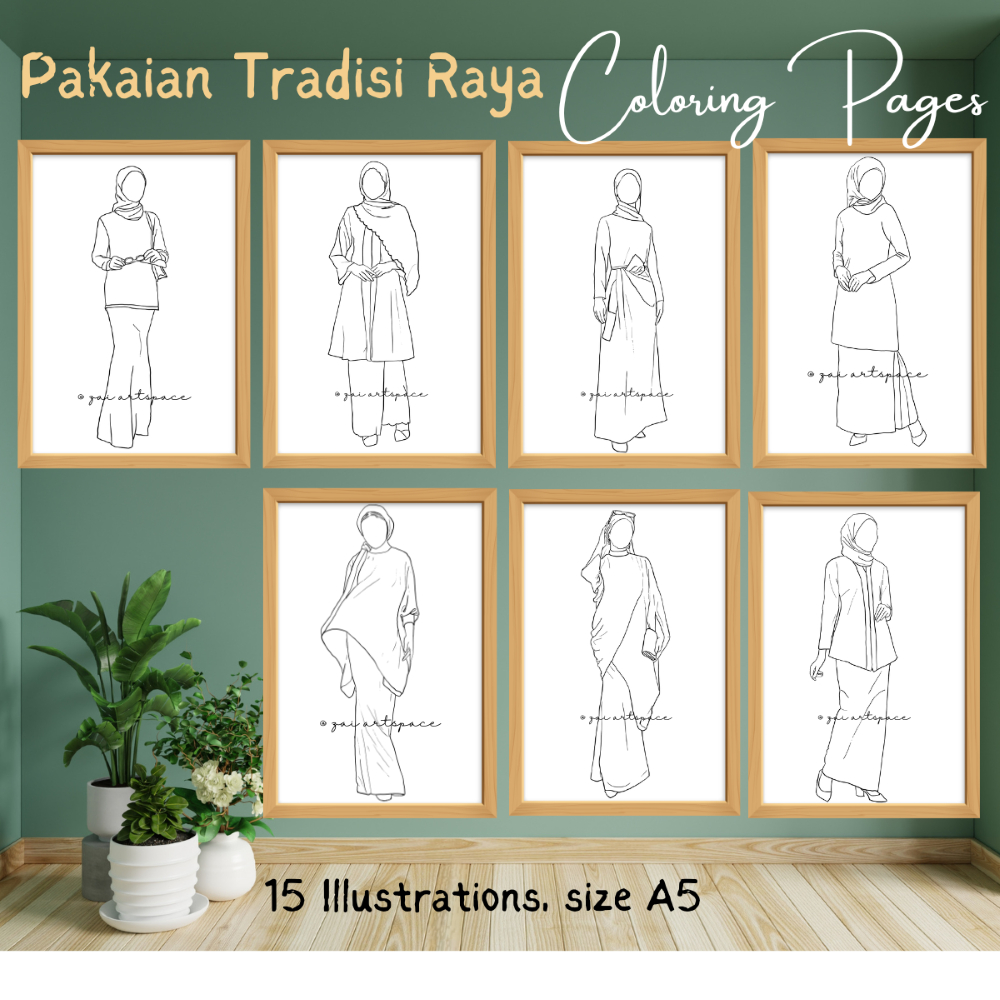 Kertas Mewarna Tema Pakaian Tradisi Raya | Shopee Malaysia
