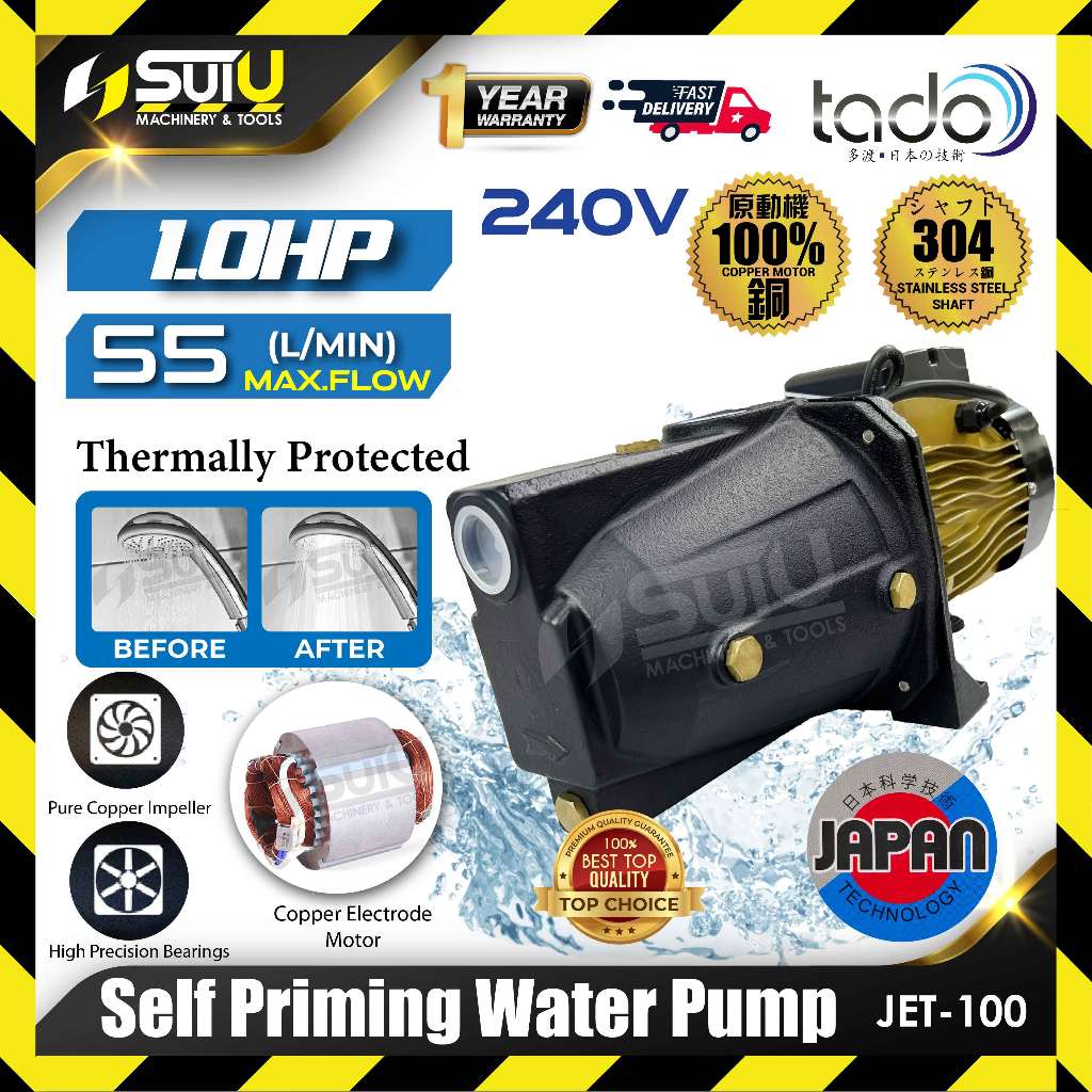 【100% ORIGINAL】TADO JET-100 / JET100 1HP Self Priming Water Pump / Pam ...