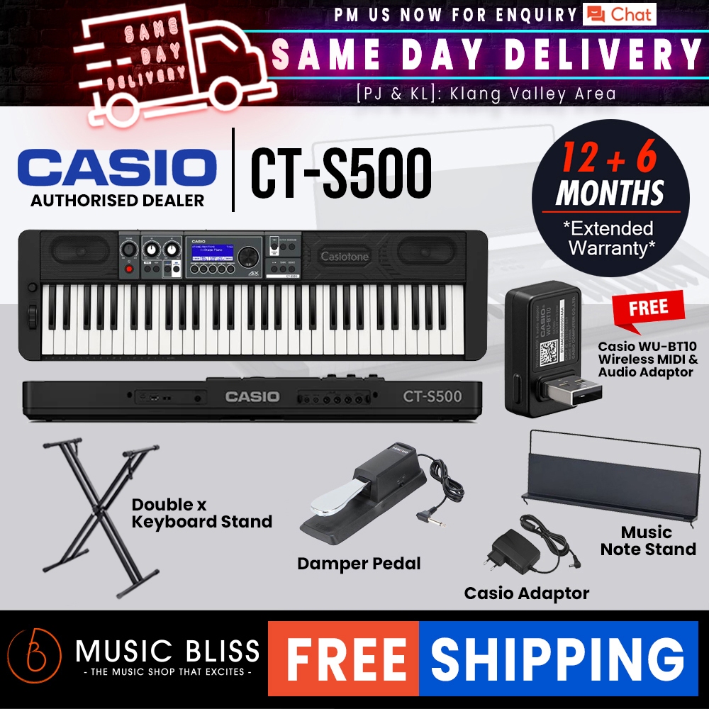 Casio Casiotone CT-S500 61-key Arranger Keyboard with FREE WU-BT10 ...