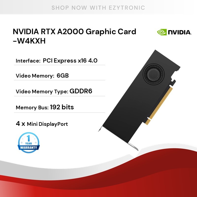 Dell NVIDIA RTX A2000 CUDA Cores GPU 6GB GDDR6 | 192 BIT | PCIE 4 x mDP Graphic Card - P/N ...