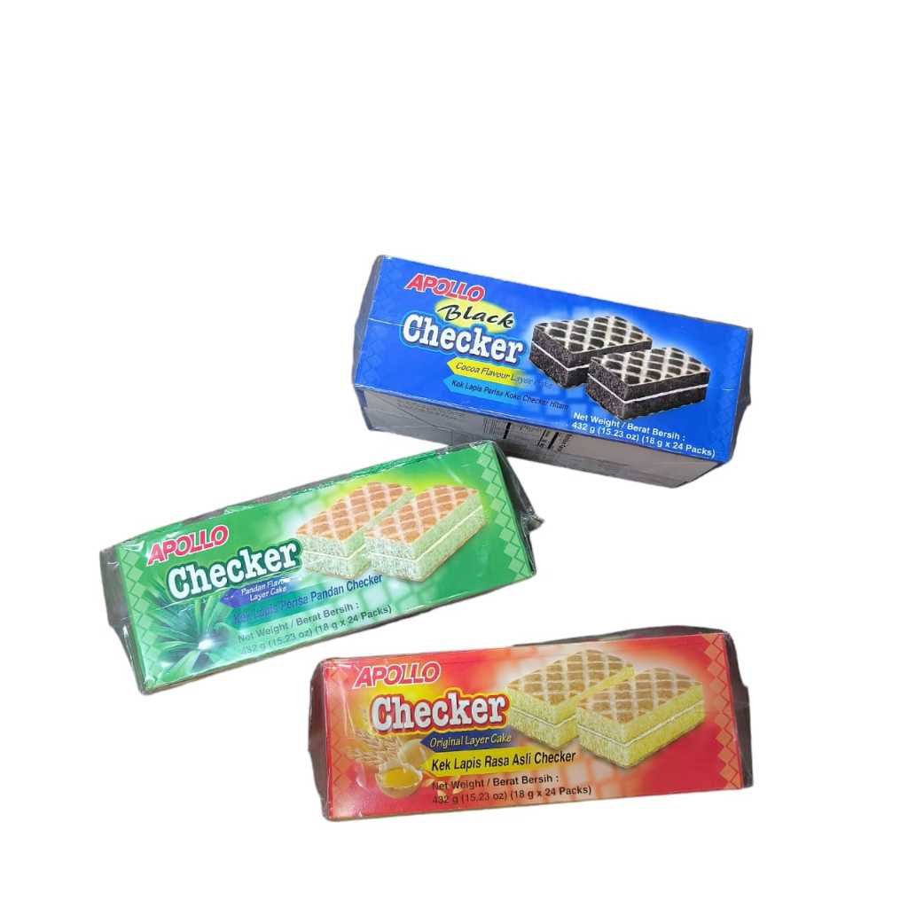 Apollo Checker Layer Cake Flavours Original/ Pandan/ Cocoa (18g x 24pkt ...