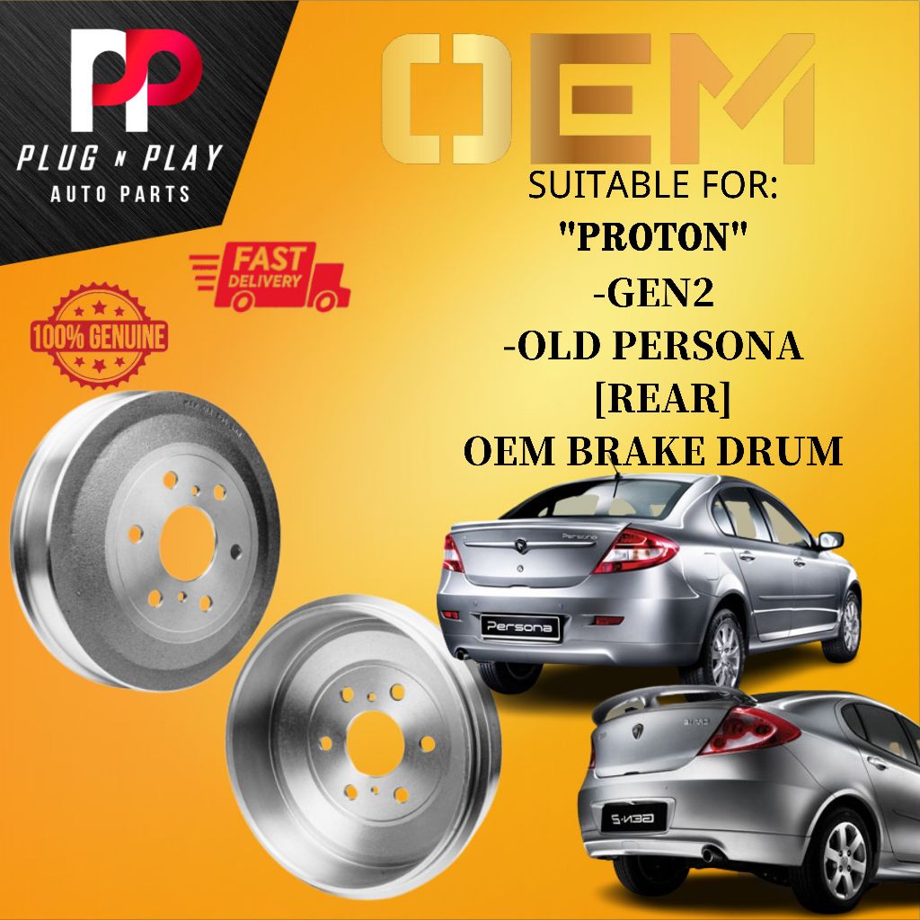PROTON GEN2 / OLD PERSONA REAR ( BELAKANG ) BRAKE DRUM 100% ORIGINAL ...