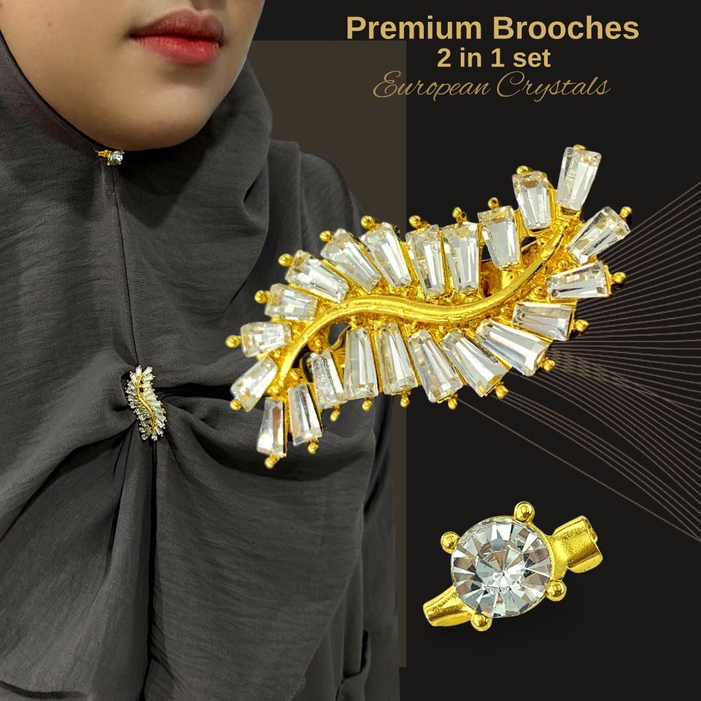 Elegant Brooch Set 2 in 1 [FREE BOX] Luxury Brooch European Crystals ...