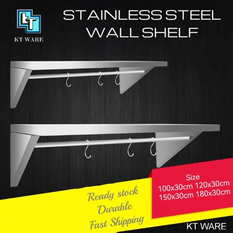 KT WARE WALL SHELF 墙壁架 STAINLESS STEEL WALL RACK RAK DINDING STORAGE ...