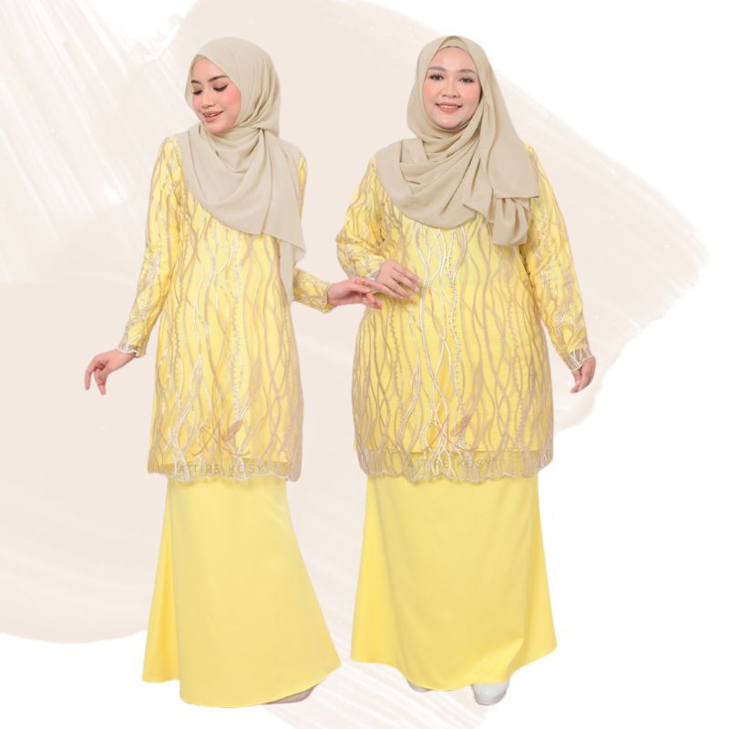 YELLOW PLUS SIZE KURUNG / BAJU RAYA / READY STOCK / BAJU KURUNG MODEN ...
