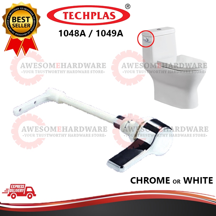 (SIDE) TECHPLAS 1048A 1049A TOILET CISTERN TANK SIDE LEVER FLUSH HANDLE WHITE OR CHROME 1048-DIY ...