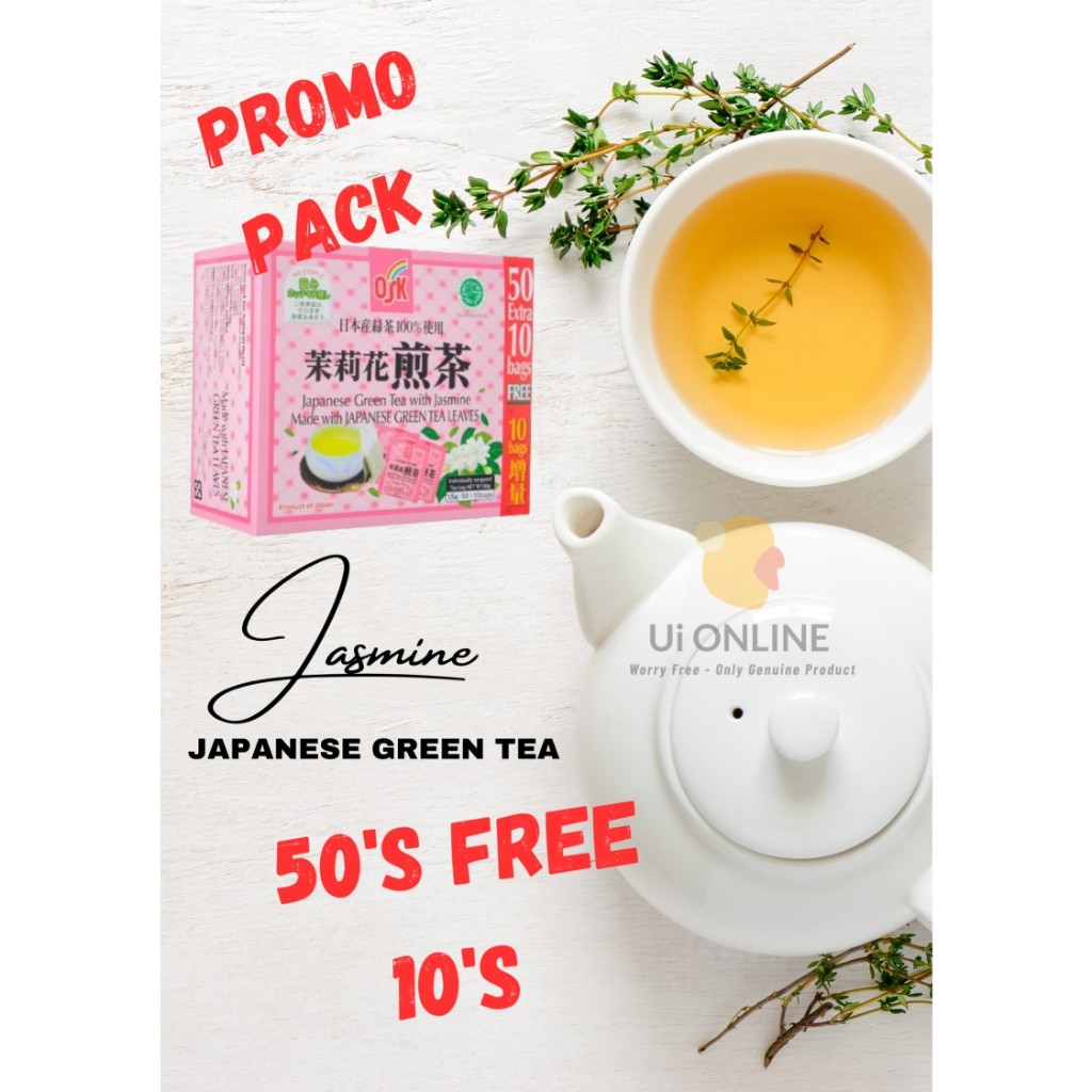OSK 100% Japanese Green Tea With Jasmine Leaves 2g X 50's FREE 10's | Shopee Malaysia