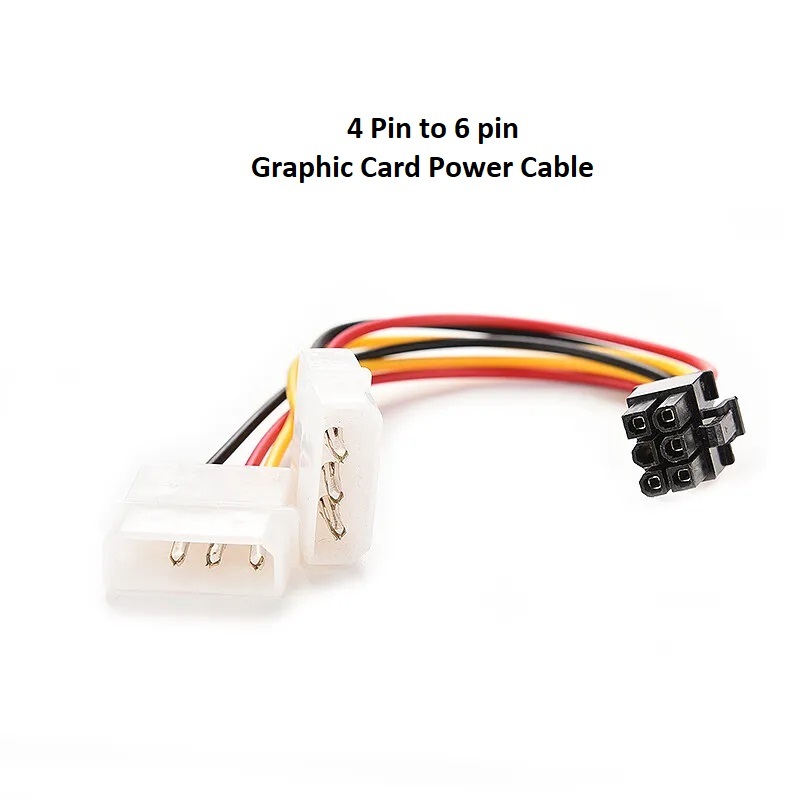 Molex (X2) 4 Pin Male to 6 Pin Male Graphic Card (GPU) Power Cable ...