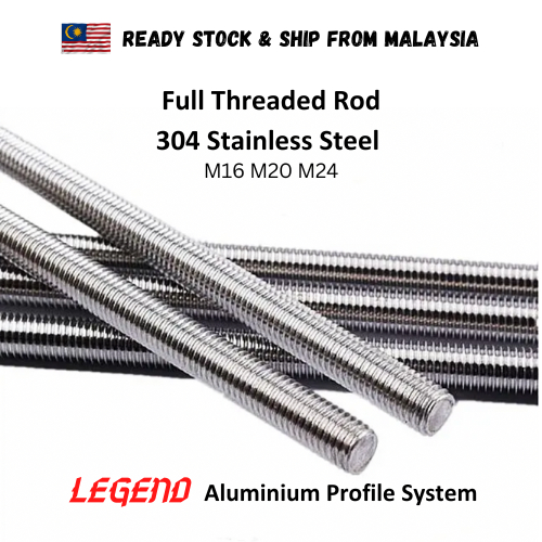 M16 M20 M24 Stainless Steel SS304 Threaded Bar / Stud Rod Stud | Shopee ...