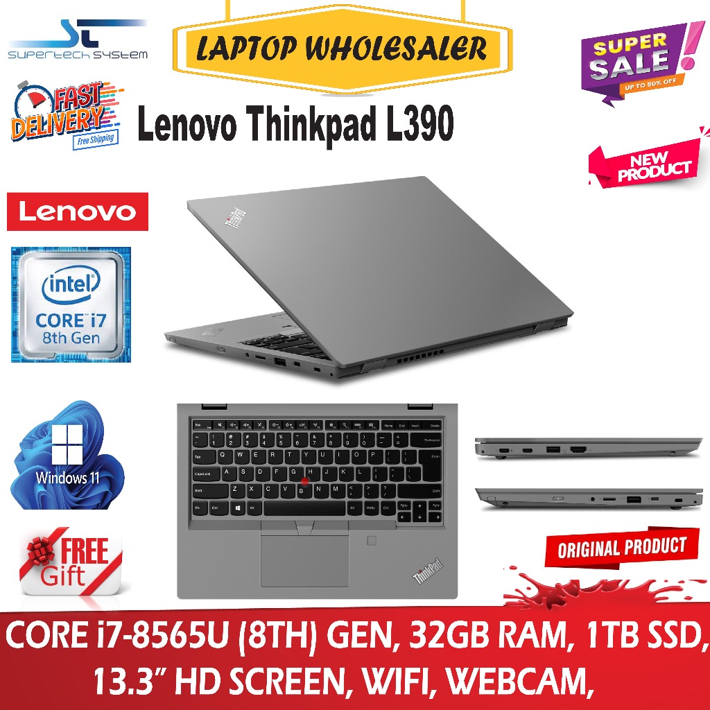Lenovo ThinkPad L390 | 13.3" Business Laptop (Core i7-8th Gen, 32GB RAM ...