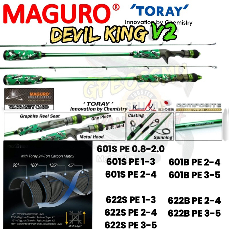MAGURO DEVIL KING V-2 SOLID CARBON TORAY' ROD SPINNING / BC | Shopee ...