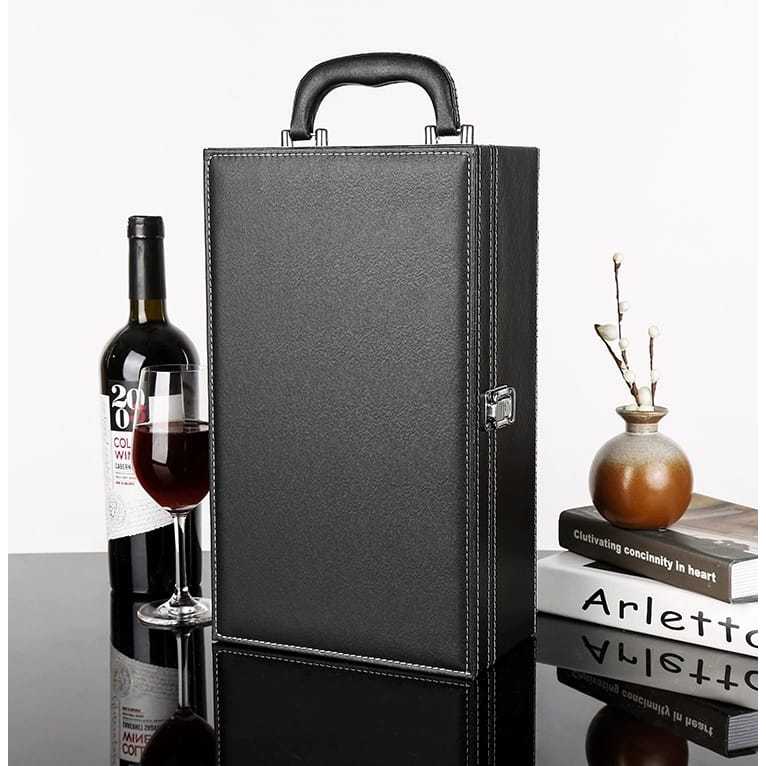 Wine PU Gift Box for Double Wine Bottle Box Carrier Crate Case Storage ...