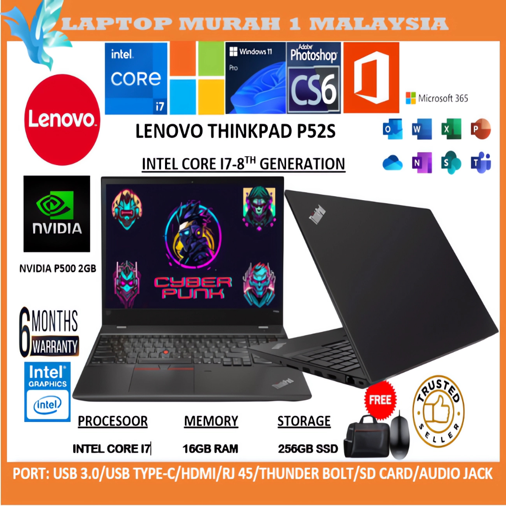 LENOVO THINKPAD P52S INTEL CORE I7 8TH GEN 15'6 TOUCHSCREEN /16GB RAM ...