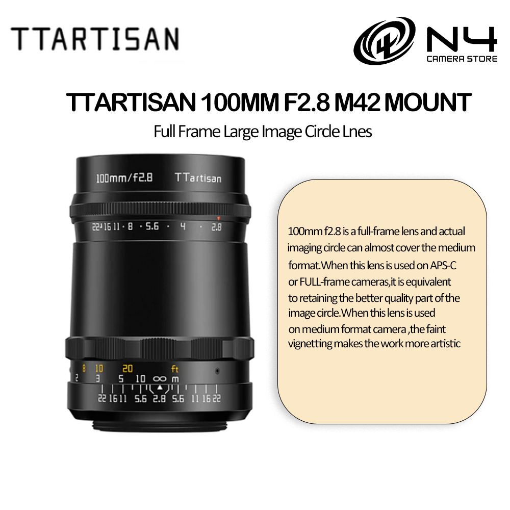 TTArtisan 100mm F2.8 MF Full Frame Soap Bubble Bokeh Camera Lens for M42-Mount Adapt to Any ...