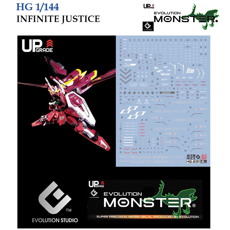 [MONSTER ] HG231 HG 1/144 INFINITE JUSTICE GUNDAM WATER SLIDE DECAL ...