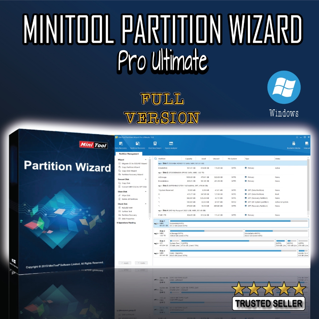 Minitool Partition Wizard PRO / PRO Ultimate 12.9 Windows | Shopee Malaysia