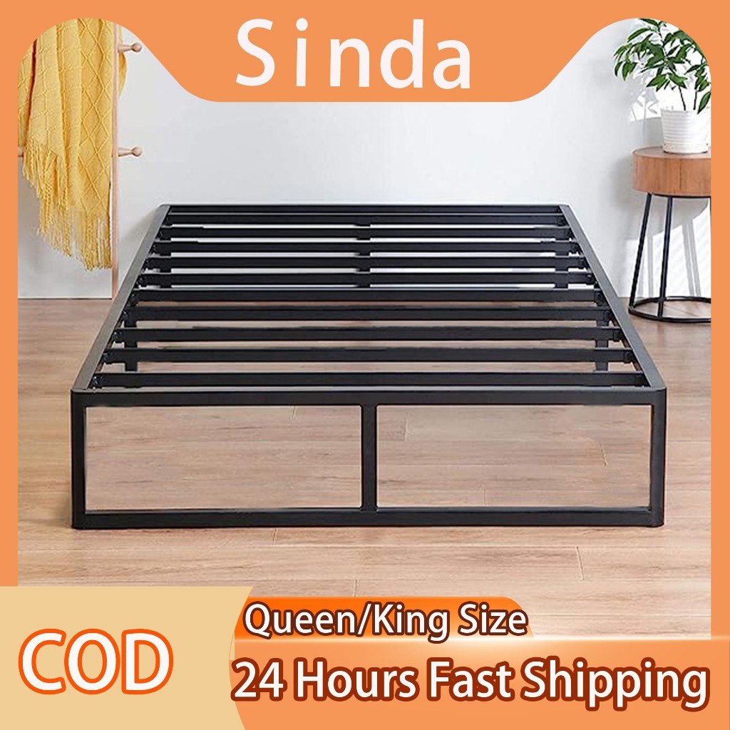 rangka katil saiz queen Bed Frame Queen /King Platform Bed Frame Metal ...