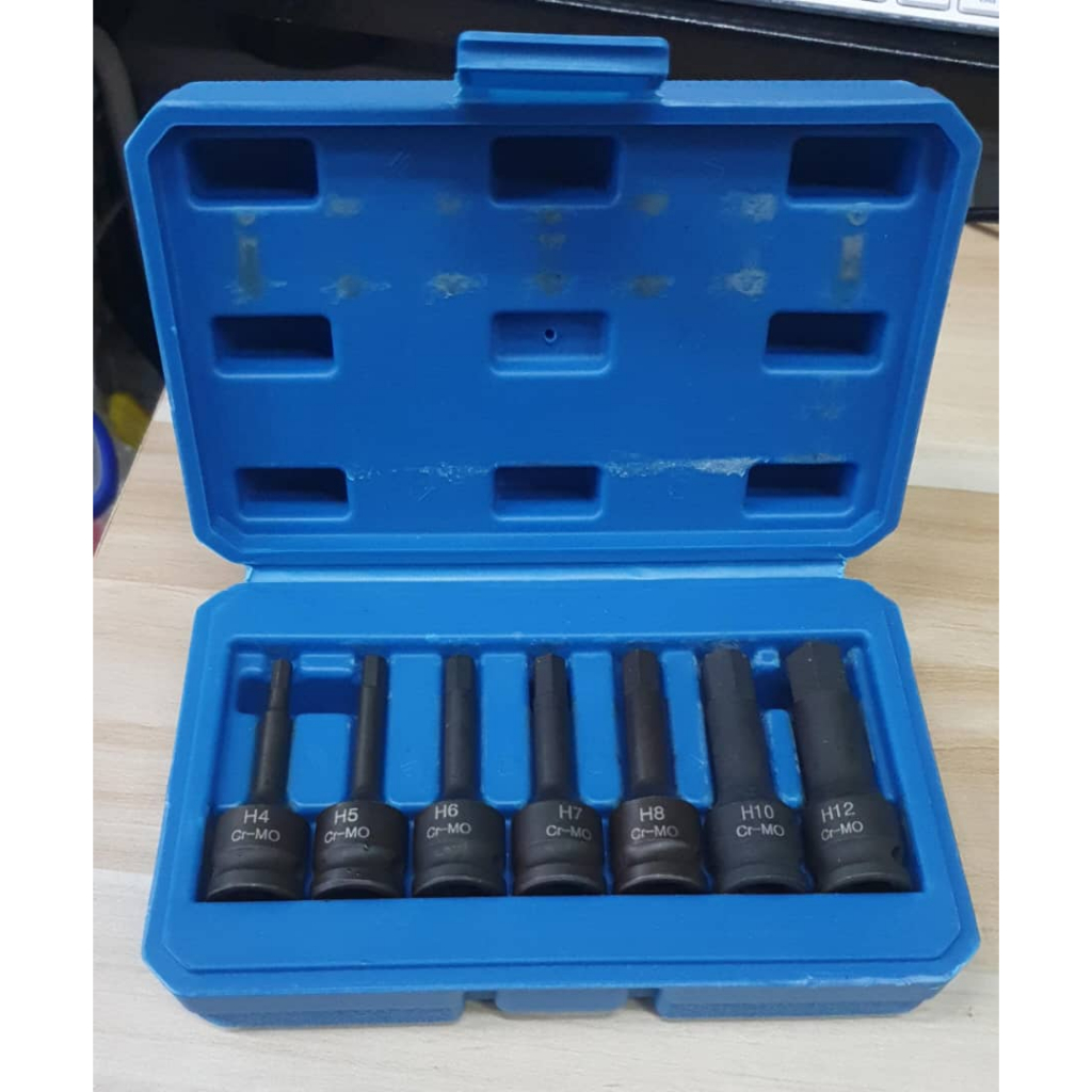 7pcs Impact Socket Bit Set 3/8-inch Hex Key Socket Metric Allen Bit ...