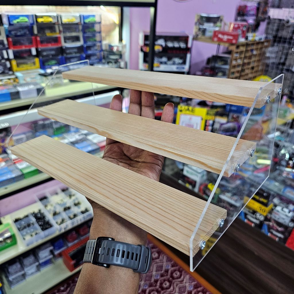 HOT WHEELS RAK WOODEN ACRYLIC DISPLAY STAND for SCALE 1:64. FIT IN IKEA ...