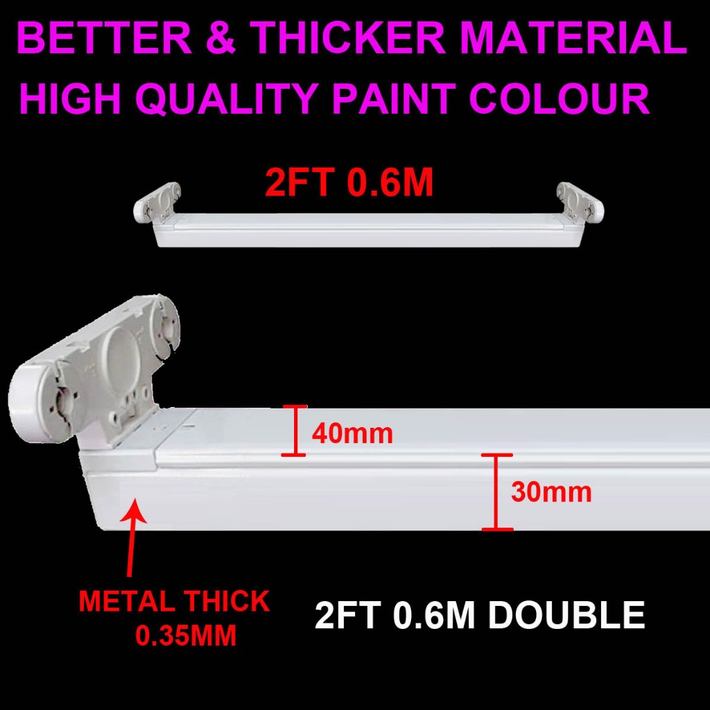 Thin/Thick Led Casing [4ft & 2ft] [Single/Double] [Slim/Thin] [Tall/Thick] Casing Fitting for ...