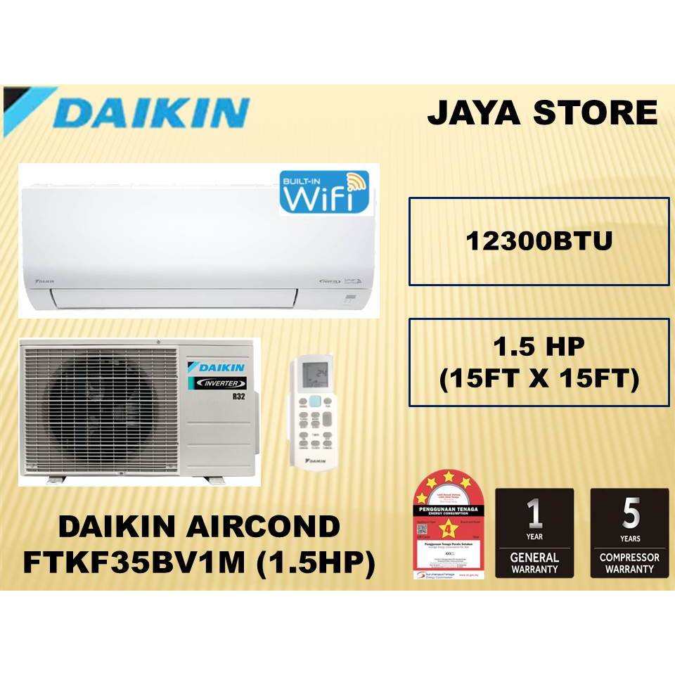 [SAVE 4.0] DAIKIN R32 Inverter Air-conditioner FTKF series AIRCOND 1.0HP 1.5HP WIFI gin-ion ...