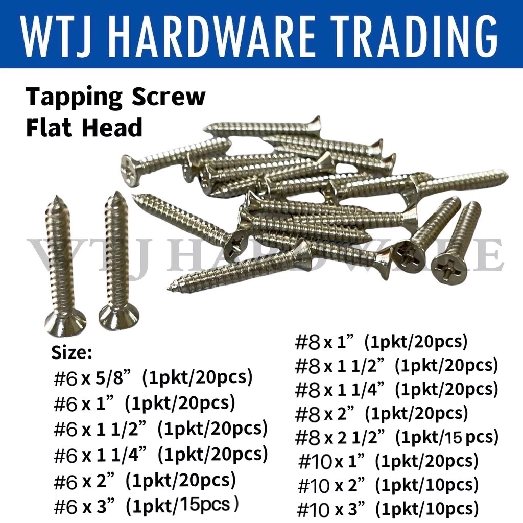 Flat Head | Round Head | Self Tapping Screw -1 pack / Plastic Wood Skru ...