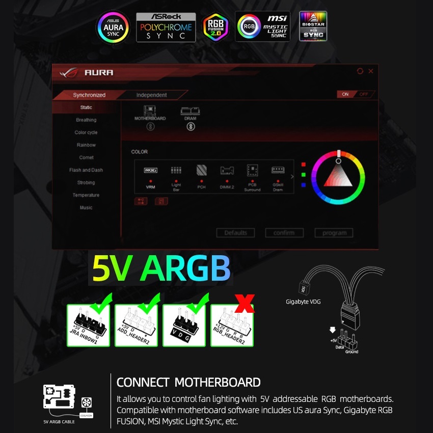 COOLMOON ARGB Hub ( 5V 3PIN ARGB + 4 Pin PWM ) PC Case CPU Fan ...