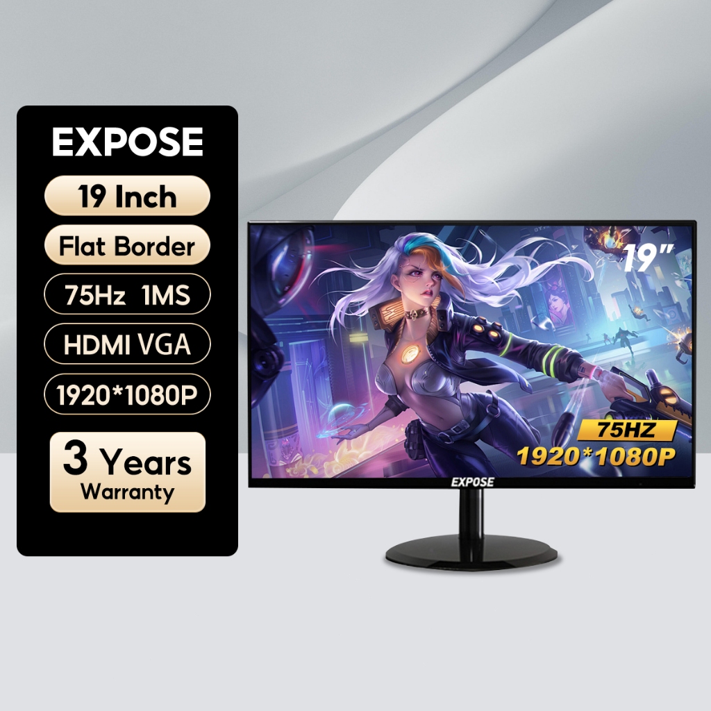 Monitor Curved 24 inch 75Hz 1080P LED EXPOSE Computer Monitor 27 ...