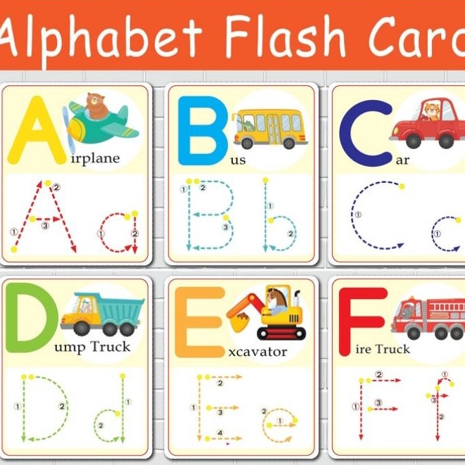 Flash card Alphabet Tracing Flashcards Cars and Trucks Tracing ...