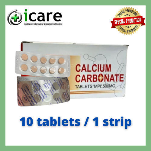 MPI CALCIUM CARBONATE 500MG 10 TABLETS / 1 STRIP ( EXP DATE : 11/2027 ...