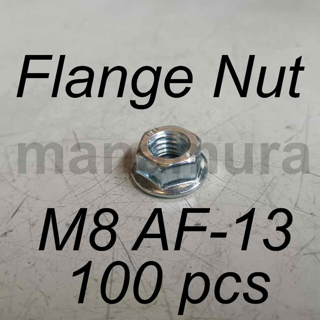 M8 AF13 Flanged Hex Nut M8 Flanged Hex Nut Spanner 13 (100 pcs ...