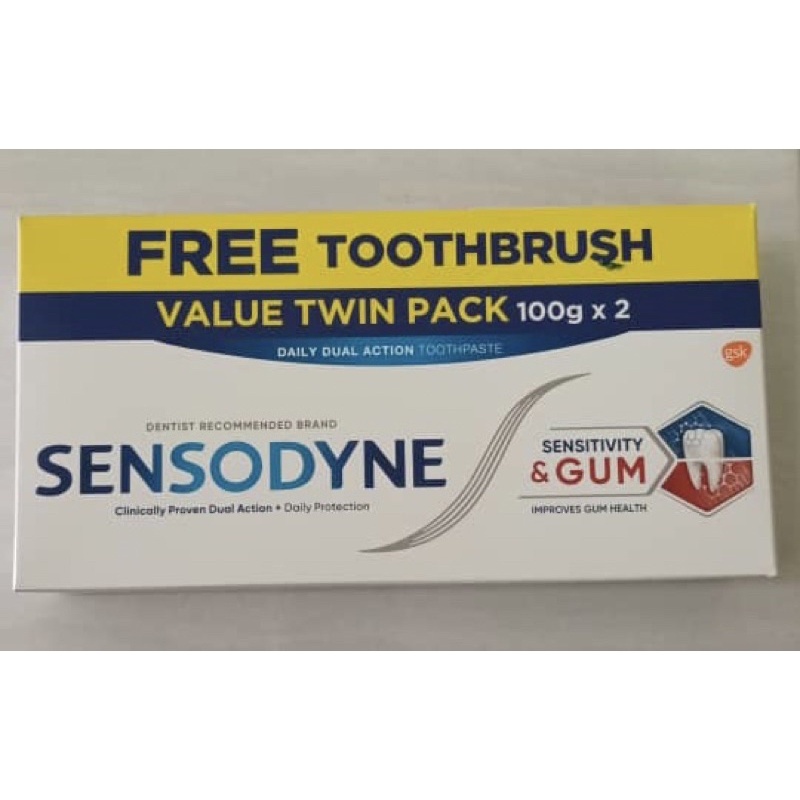 Sensodyne Super Value Twin Pack 100g x2 + Free toothbrush （Expiry Sep ...
